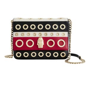 Roberto Cavalli Tri-Colour Leather Flap Crossbody with Panther Closure ...