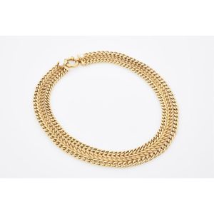 Textured and Polished Italian Gold Collier Chain with Pearls - Necklace ...