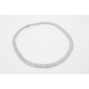 18ct White Gold Diamond Collier Necklace with Valuation, 12.50ct ...