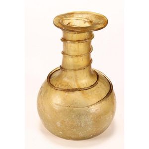 Roman yellow glass bottle, 3rd-4th century, with spreading lip and ...