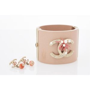 Chanel Dusty Pink Resin Cuff and Earrings Set, 2012 - Bracelets/Bangles ...