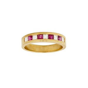 Ruby and Diamond Channel Set Ring in 18ct Gold - Rings - Jewellery