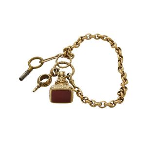 Gold Fob Chain with Watch Key and Gem Attachments - Necklace/Chain ...