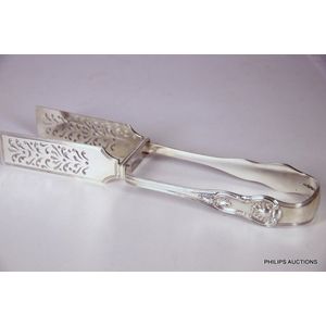 Victorian Sterling Silver Asparagus Servers with King's Pattern Tongs ...