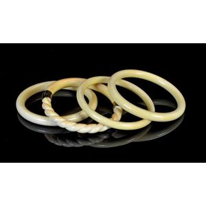 Carved Ivory Bangles with Gold Mounts - Bracelets/Bangles - Jewellery