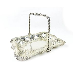 Antique Sterling Silver Cake Dish with Twisted Wire Handle - Bowls ...