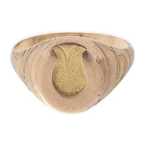 Antique 15ct Gold Horseshoe Ring with Carved Shoulders - Rings - Jewellery