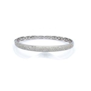 Pave Diamond & 18ct White Gold Hinged Bangle, 15.2g - Bracelets/Bangles ...