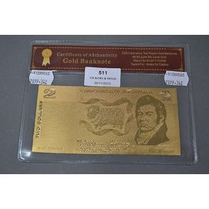 24KT Gold Australian $2 Banknote - Notes & Scrip - Numismatics, Stamps ...