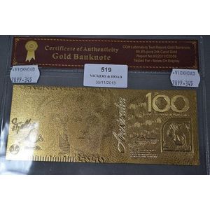 Golden Australian $100 Banknote - Notes & Scrip - Numismatics, Stamps ...