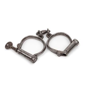 19th Century Convict Handcuffs, Nickel Plated Screw-Key, 24 cm ...