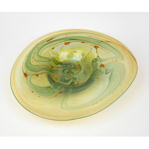 Sam Herman Australian Art Glass Fruit Bowl, Incised Signature, 47cm ...