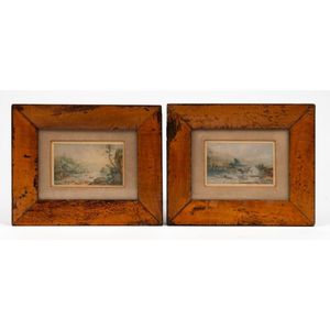 Antique Landscape Lithographs in Tasmanian Honeysuckle Frames, 19th ...