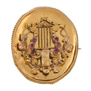 Antique Australian Colonial Gold Lyre Brooch with Rubies, Circa 1860s ...