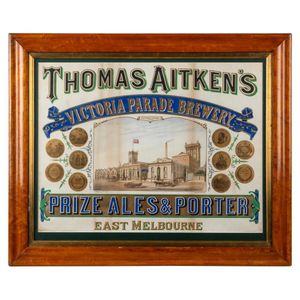 Thomas Atkins Brewery Antique Advertising Lithograph in Maple Frame ...