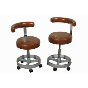 Vintage Industrial Work Stools with Swivel Seats and Backrests ...