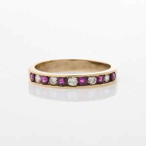Ruby and Diamond Channel Set Band Ring - Rings - Jewellery