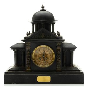 Gilded Slate Mantle Clock with Columns, Key and Pendulum - Clocks ...
