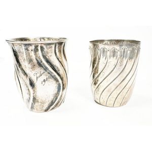 Two Silver Beakers with Wavy Line Patterning, Danish & French - Mugs ...