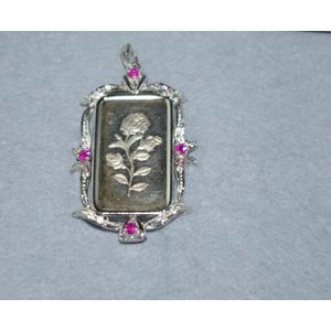 Embossed Rose Pendant with Pink Gems - Pendants/Lockets - Jewellery