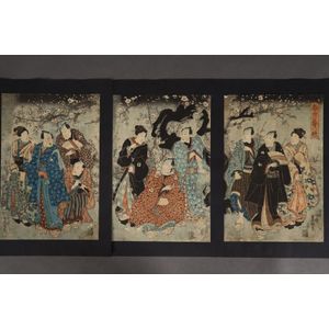 Japanese Blossom Triptych by Toyokuni - Art - Oriental