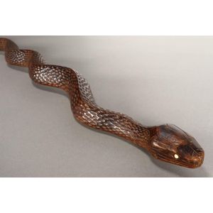 Carved Hardwood Snake by Tim Leura Tjapaltjarri - Aboriginal - Art - Tribal