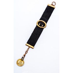 Gold Ribbon Fob Chain with Sailing Ship Medallion Attachment - Necklace ...