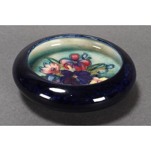 Moorcroft Floral Pin Dish with Cobalt Glaze - Moorcroft - Ceramics