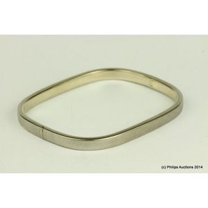 Modern Square White Gold Bangle - Bracelets/Bangles - Jewellery