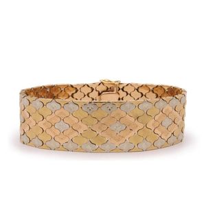 Tricolor Gold Mesh Bracelet - 57.7g Weight - Bracelets/Bangles - Jewellery