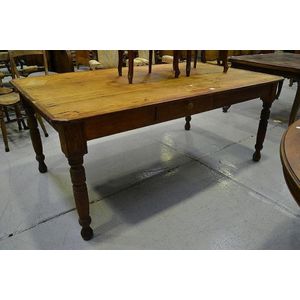 Antique pine turned leg kitchen table, 183 cm long, 105 cm wide ...