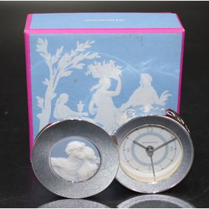 Wedgwood Cameo Travelers Clock in Silver Plate Box - Wedgwood - Ceramics