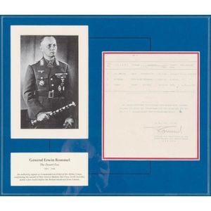 Rommel Signed Distinguished Service Medal Award - Historical Documents ...