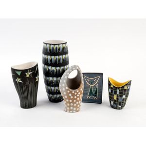 Gunda Pottery: Cat Dish and Abstract Retro Vases Set - Australian ...