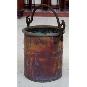Antique Copper Bucket with Iron Handle - Copper - Metalware