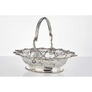 1769 Sterling Silver Cake Basket with Floral Garland Design - Baskets ...