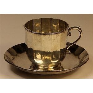 Beaded rim silver tea cup and saucer - Mugs, Cups & Goblets - Silver