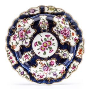 Worcester Porcelain Scale Blue Floral Lobed Plate, Circa 1770 ...