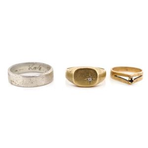 9ct Gold and Silver Rings with Diamond, Various Sizes - Rings - Jewellery