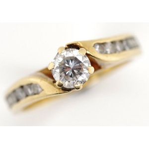 375 Gold Ring with Diamonds, 0.44ct - Rings - Jewellery