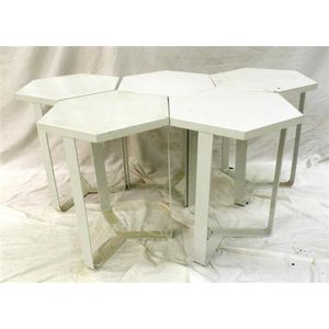 Hexagonal White Metal Side Tables Set - Tables - Side and Serving ...