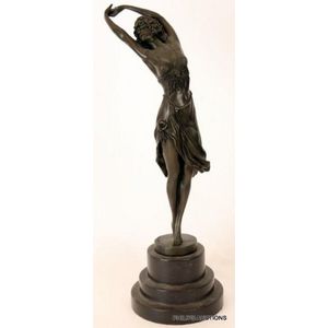 Bronze Dancer Sculpture by Colinet on Marble Socle Base - Figures ...