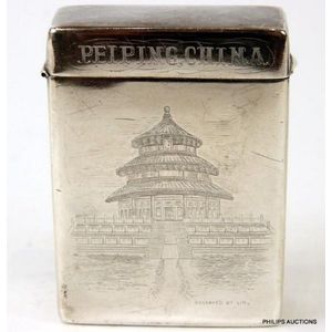 Chinese Export Silver Card Case with Temple of Heaven Engraving ...