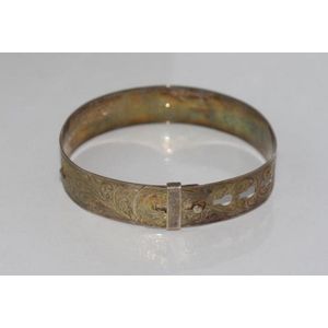 Adjustable Sterling Silver Bangle with Markings - Bracelets/Bangles ...