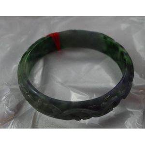 Green Jade Carved Bangle - Bracelets/Bangles - Jewellery