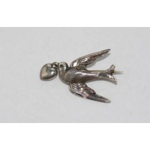 Silver bird brooch with hallmarks - Brooches - Jewellery