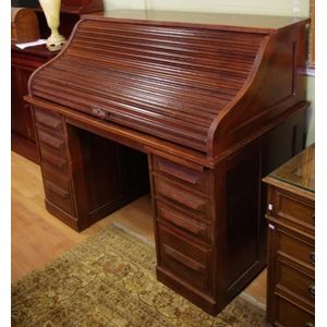 Antique Cutler Roll Top Desk with Key - 137.5cm - Desks - Cutler, Roll ...
