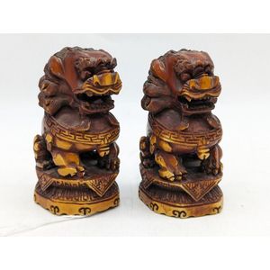 Carved Ivory Foo Temple Dogs Pair, Signed, 1940s, 8cm Height - Ivory ...