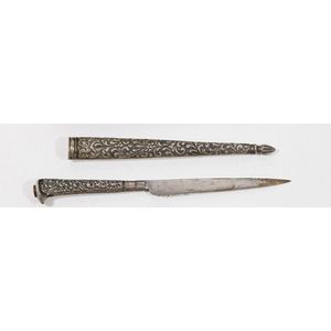 Embossed Silver Dagger with Matching Sheath - Edged Weapons - Militaria ...