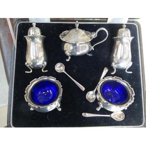 Sterling Silver Condiment Set in Box - Condiment & Cruet Sets - Silver